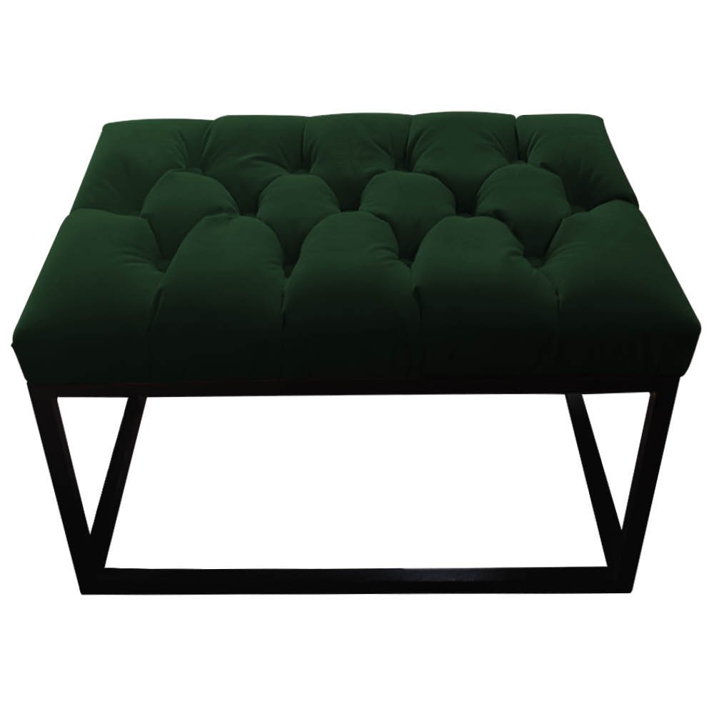 Puff Alpha Capitone Base em Ferro Preto Suede Verde - Ruotolo Decor ...