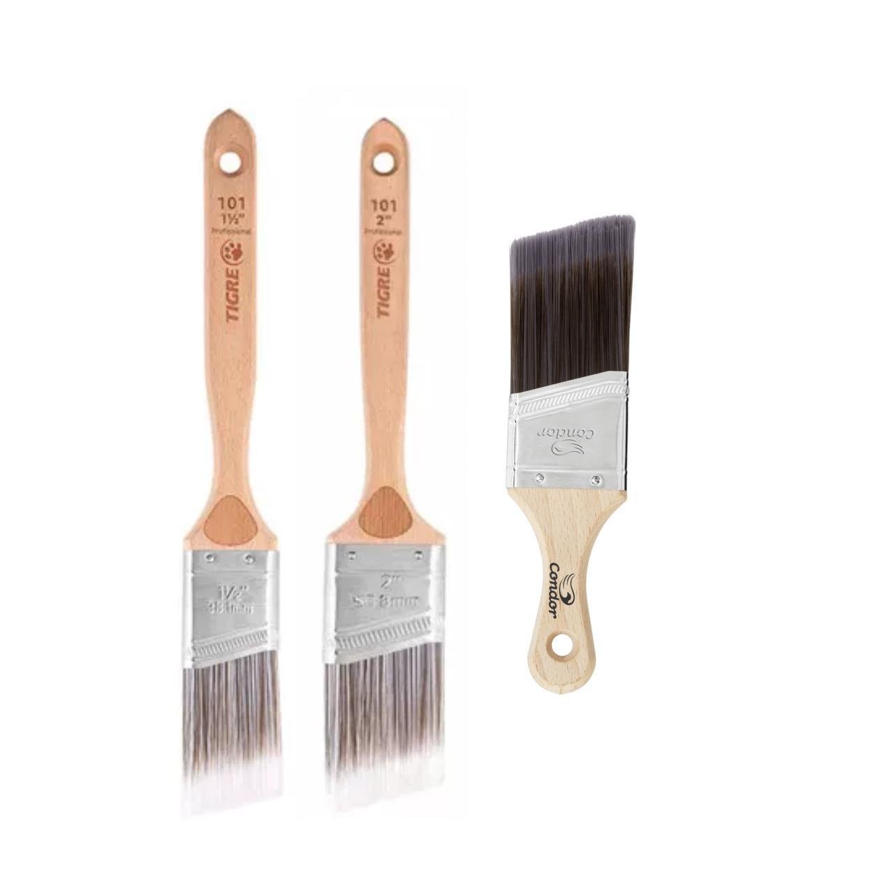 3 Pincel Trincha Angular Recorte Profissional 101 706 Tigre ...