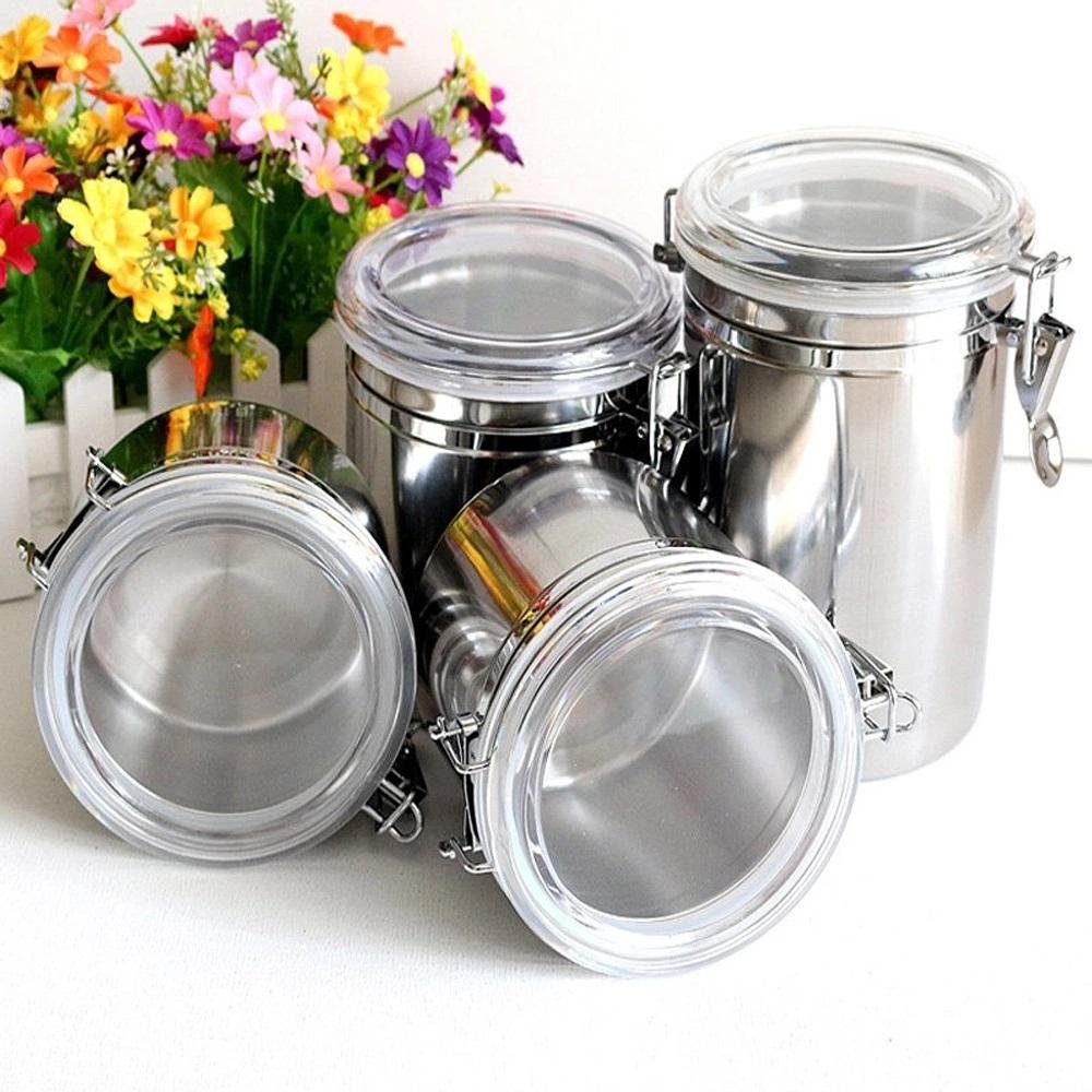 KIT CONJUNTO DE POTES HERMETICOS EM INOX PORTA ALIMENTOS COM 4 PECAS ...