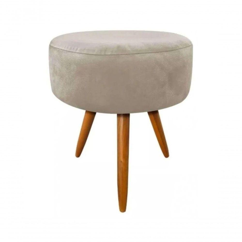 Puff Puf Bege/Nude Redondo Pés Palito Suede Areá Gourmet | MadeiraMadeira