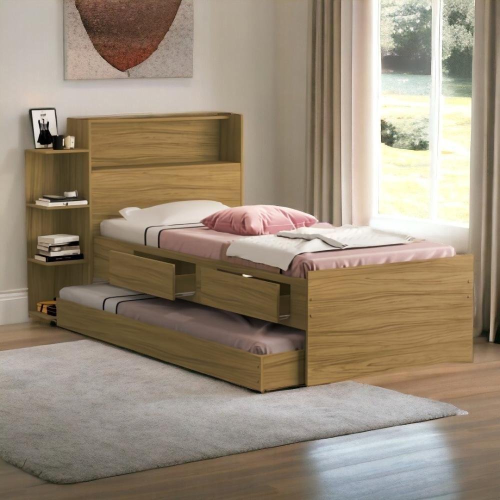 Cama Isa Solteiro Freijó com Auxiliar Cambel | MadeiraMadeira