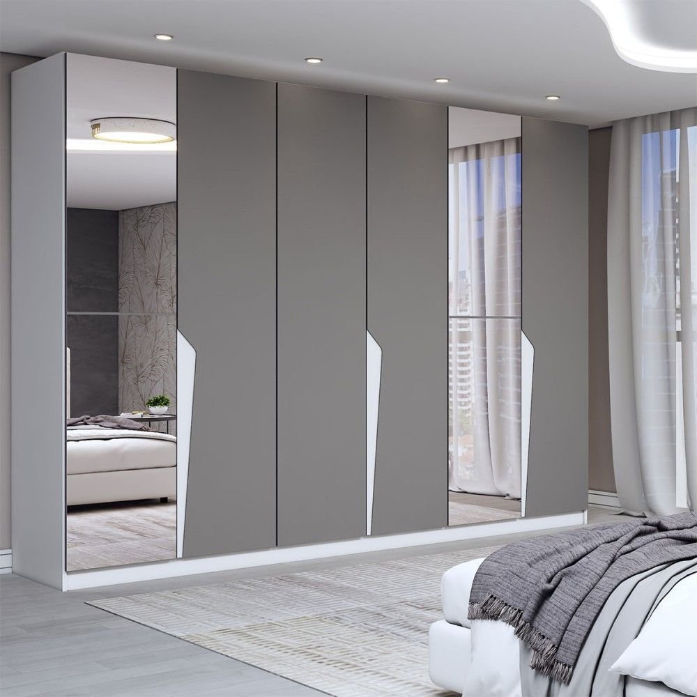 Guarda-roupa Casal Luxe 2,42 Metros 6 Portas 4 Gavetas com Espelho ...