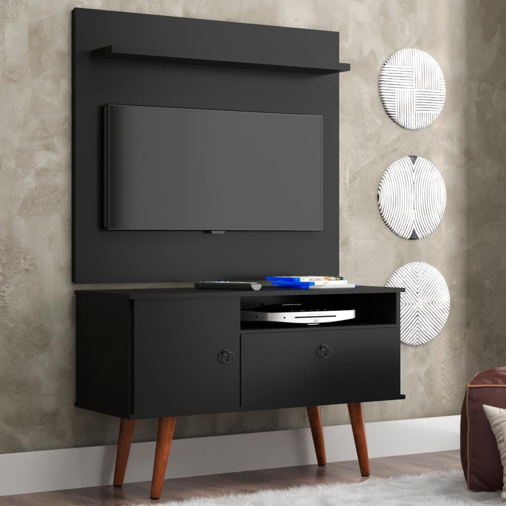 Painel Para Tv Até 32 Polegadas Com Rack 2 Portas Yan Preto | MadeiraMadeira