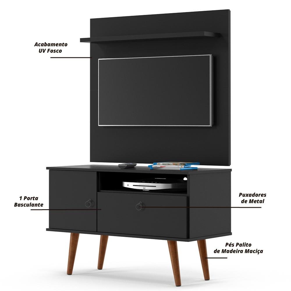 Painel Para Tv Até 32 Polegadas Com Rack 2 Portas Yan Preto | MadeiraMadeira