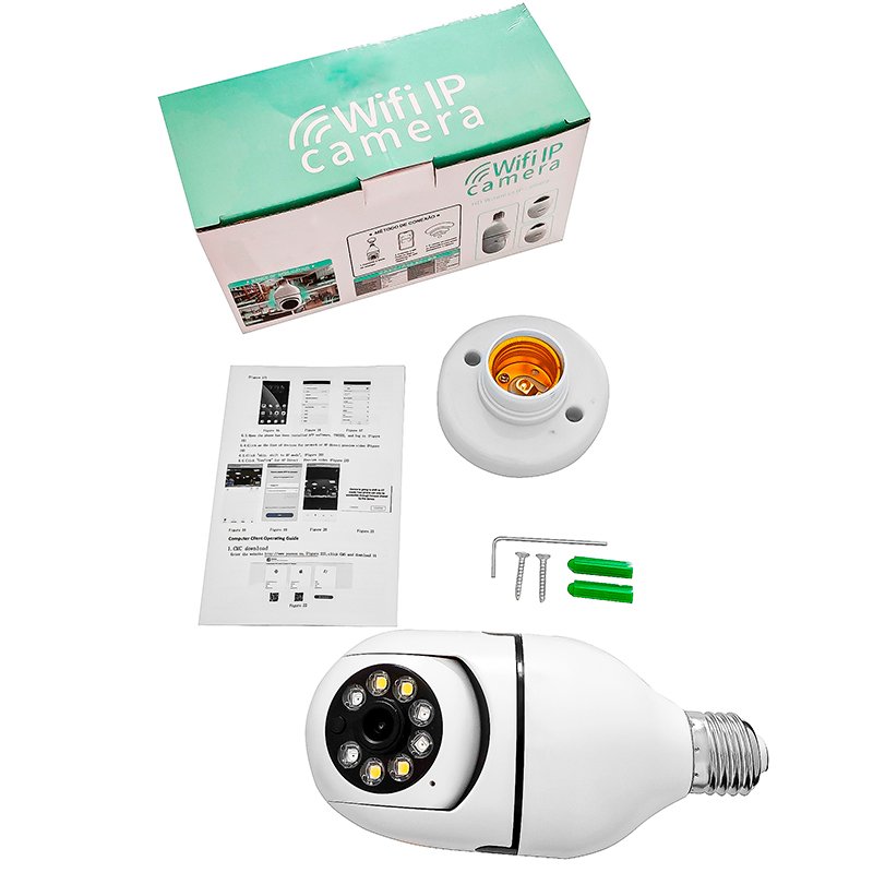 Lâmpada Câmera Espiã 360° Panorâmica Wifi Ip Led Bivolt Microfone e ...