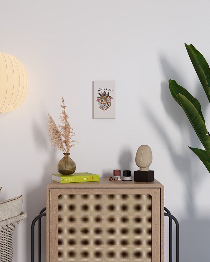 Quadro em Canvas Aqui há Paz Bege e Rosa 35x20 - Bege 20x35 cm ...