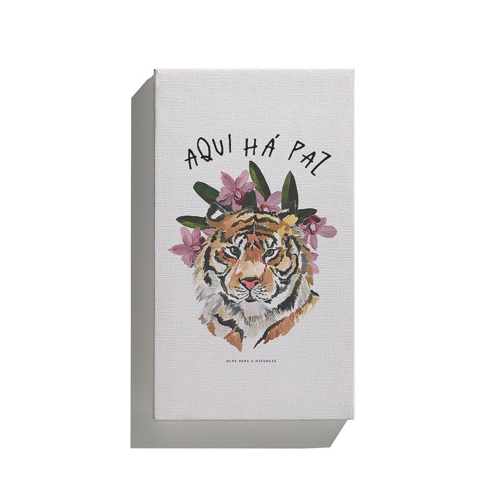 Quadro em Canvas Aqui há Paz Bege e Rosa 35x20 - Bege 20x35 cm ...