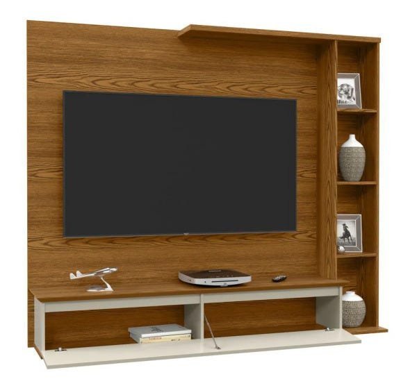 Painel para TV até 52 Polegadas 1 Porta 4 Nichos Sublime Cumarú com Off ...