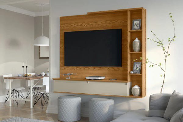 Painel para TV até 52 Polegadas 1 Porta 4 Nichos Sublime Cumarú com Off ...