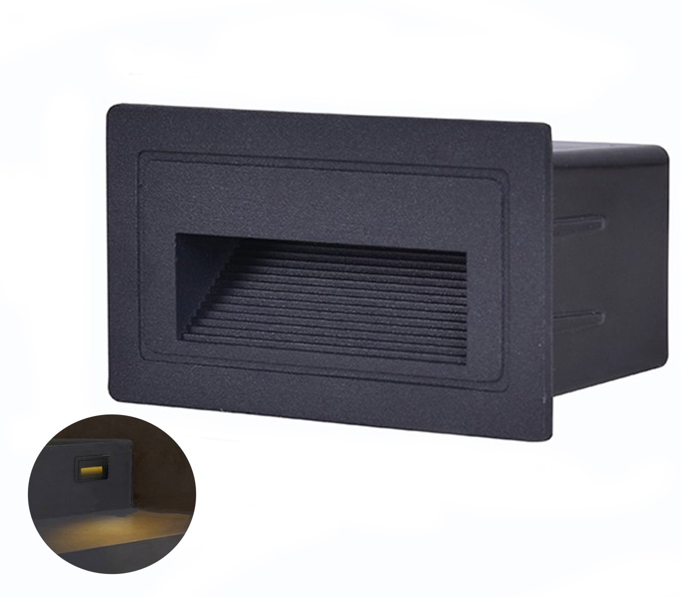 Balizador De Escada Embutido Preto Retangular Externo 3000K Lup52 ...