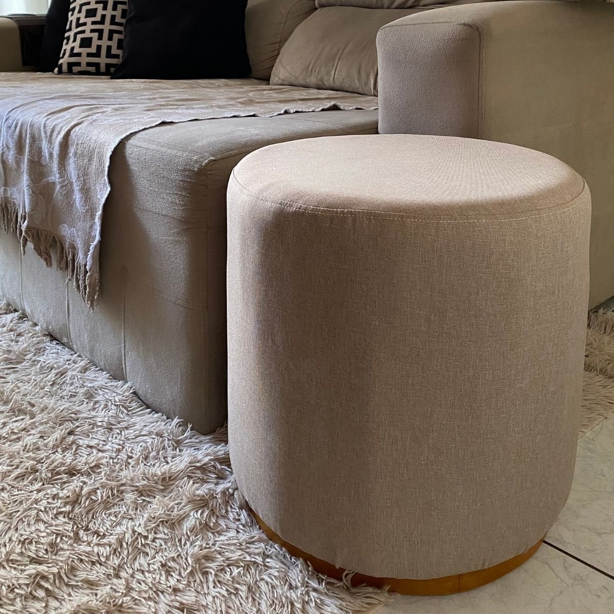 Puff grande alto banqueta madeira apoio sofá poltrona Paris: Puff ...