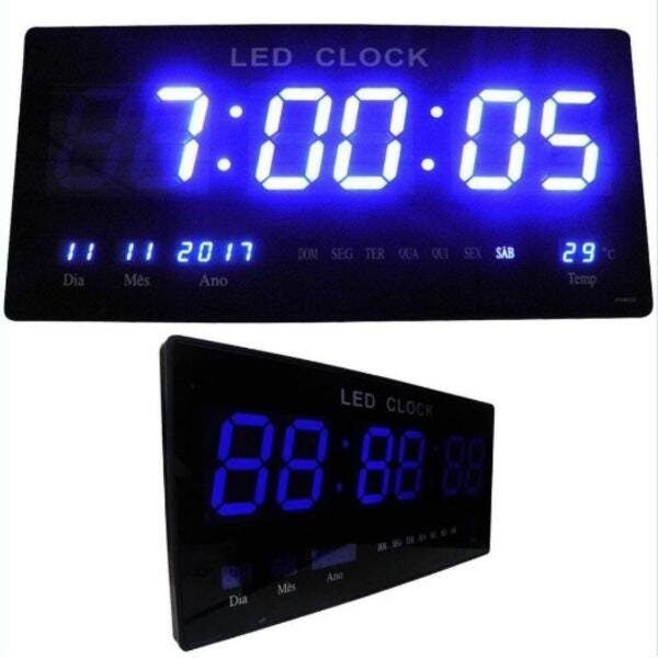 Relógio Parede Digital Led Painel 46Cm Comércio Clock Sign | MadeiraMadeira