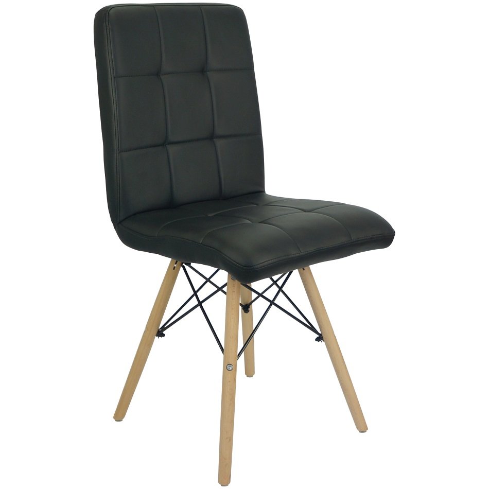 Cadeira Gomos Eiffel Eames Fitz Dublin Estofada Base Madeira - Preta ... Cadeira Gomos Eiffel Eames Fitz Dublin Estofada Base Madeira - Preta ...