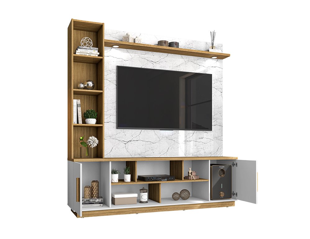 Home Prestige Para TV até 60" Branco com Cinamomo / Carrara - Moveis ...