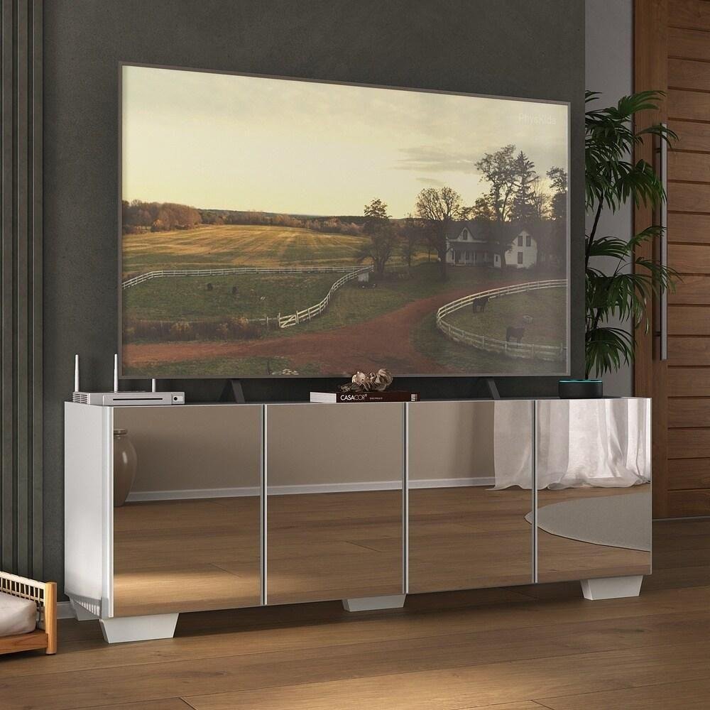 Rack Tv até 50 Polegadas com Espelhos Mp1083 Branco Branco | MadeiraMadeira