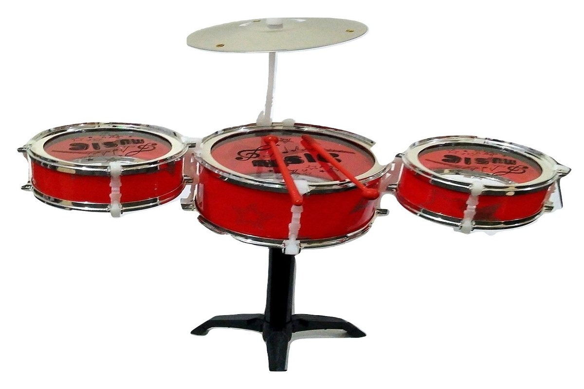 Mini Bateria Musical Infantil Fenix 3 Tambores 1 Prato | MadeiraMadeira
