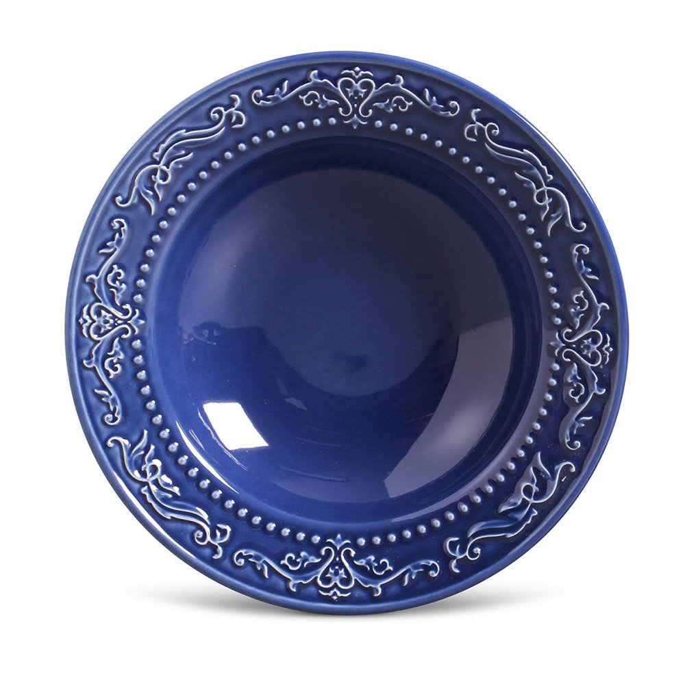 CONJUNTO DE PRATO FUNDO ACANTHUS AZUL NAVY 6UN PORTO BRASIL ...