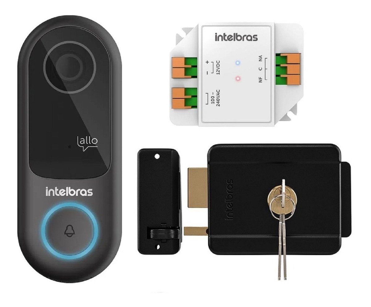Video Porteiro Campainha Interfone Wireless Wi Fi Intelbras Allo W3 + e Fechadura | MadeiraMadeira