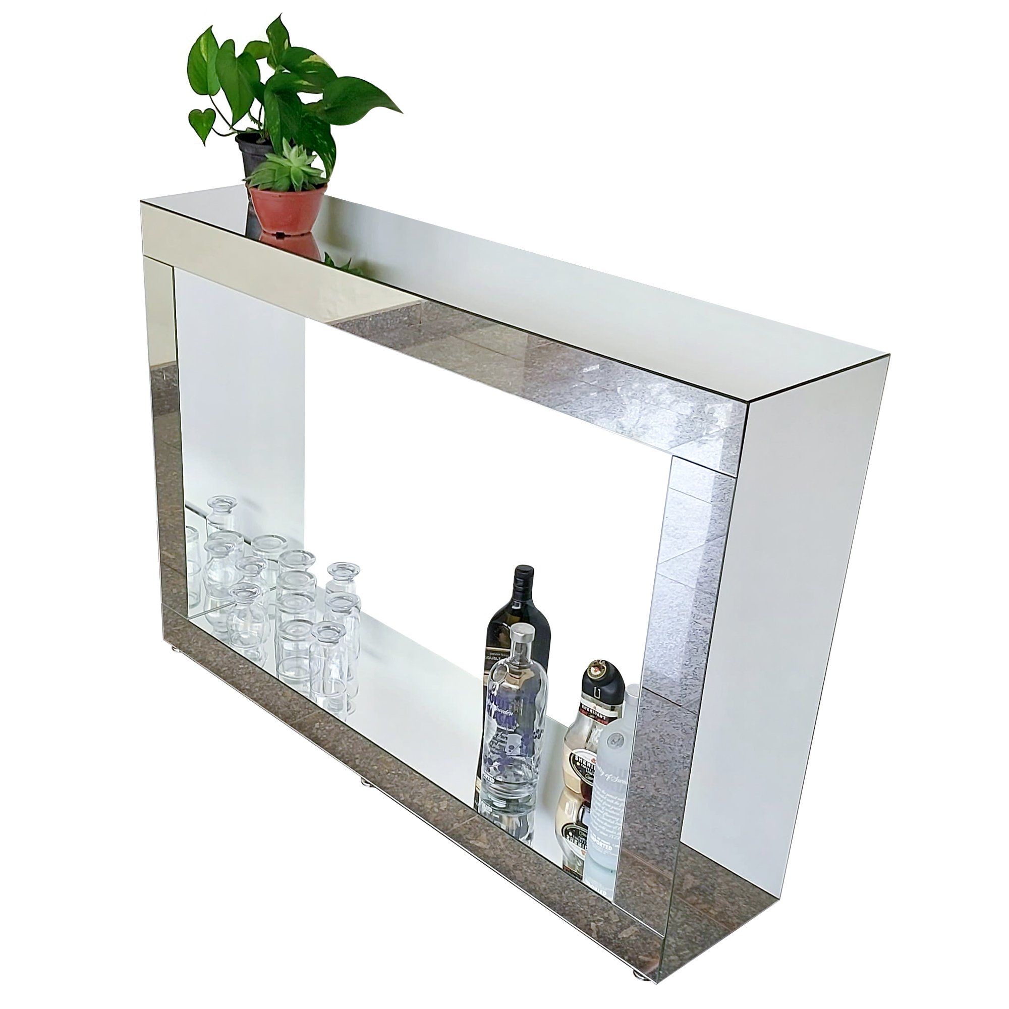 Aparador Espelhado com Base Design Moderno Luxo Sofisticado 120x85x29 ...