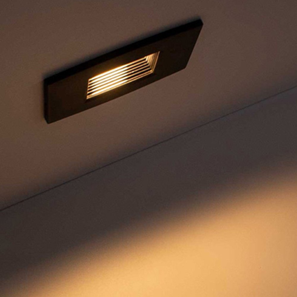 Kit 8 Balizador Parede Step Embutir 4X2 Led 2w Preto 3000K | MadeiraMadeira