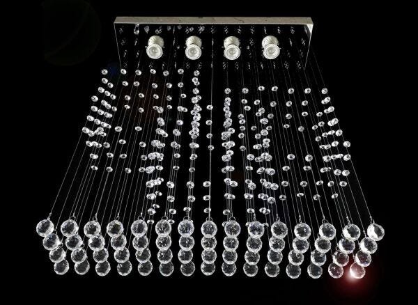 Lustre De Cristal Acrílico Formato de Cubos Retangular - Base Inox ...