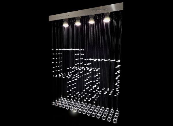 Lustre De Cristal Acrílico Formato de Cubos Retangular - Base Inox ...