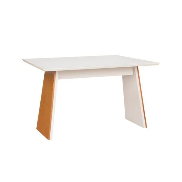 Mesa Geo 1,35M com Pés Madeira - Castanho/Off White | MadeiraMadeira
