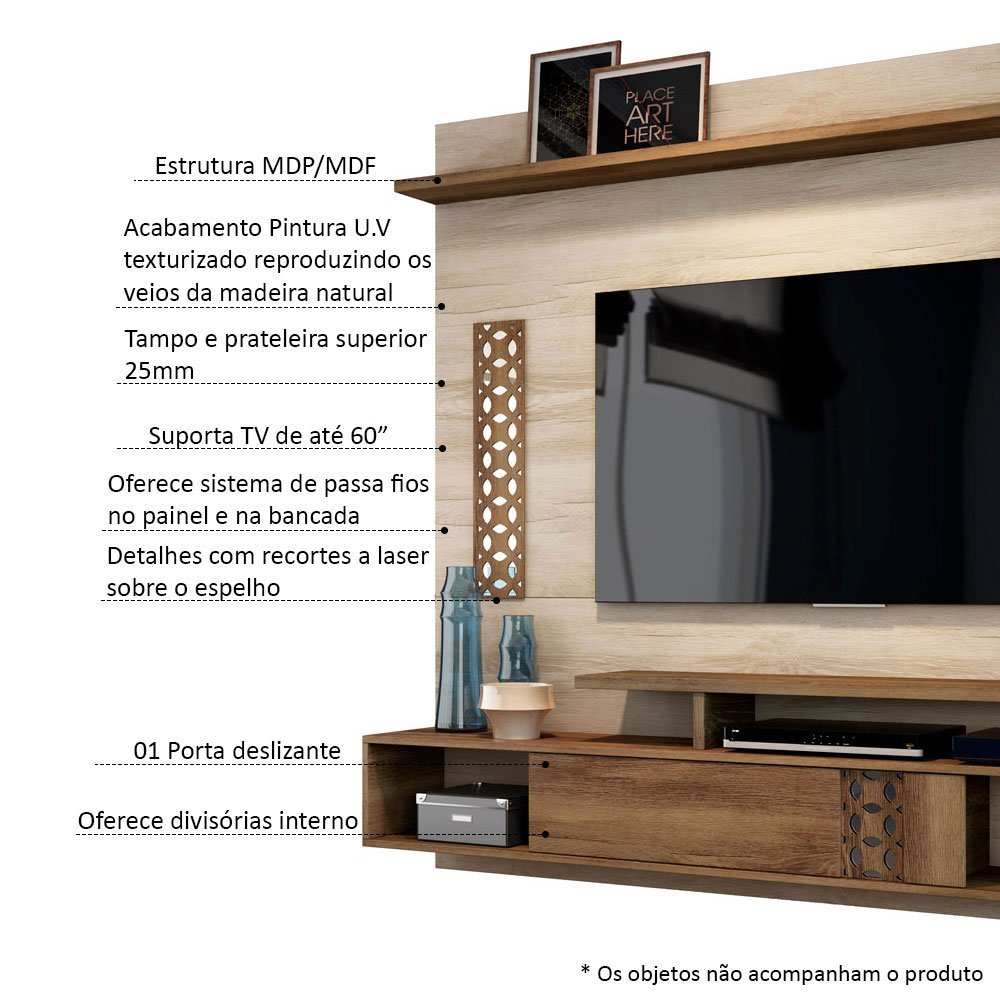 Painel Home Suspenso para TV até 60 Polegadas Sala de Estar Bless New ...