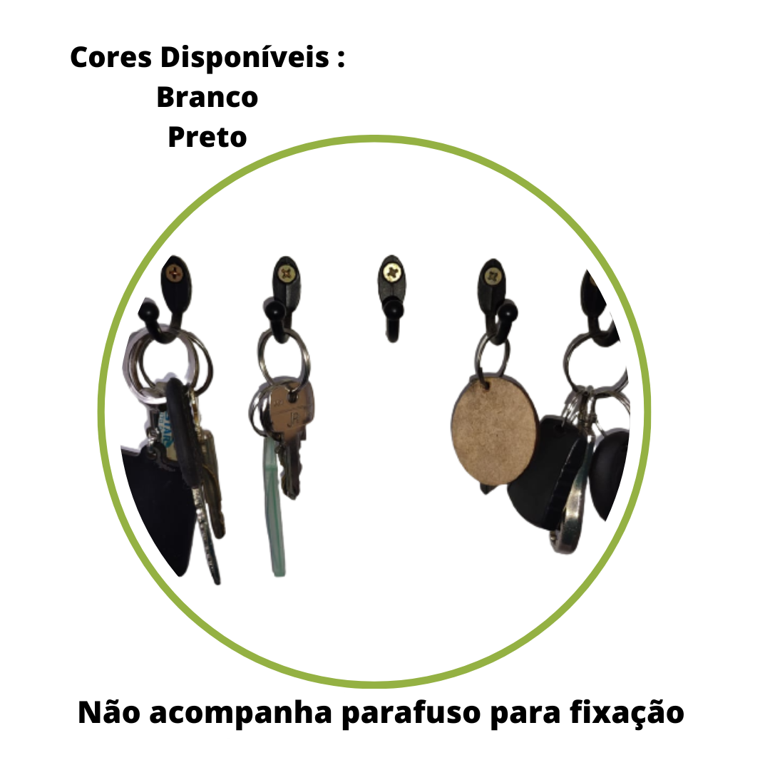 gancho para porta chaves plastico branco c 10 | MadeiraMadeira