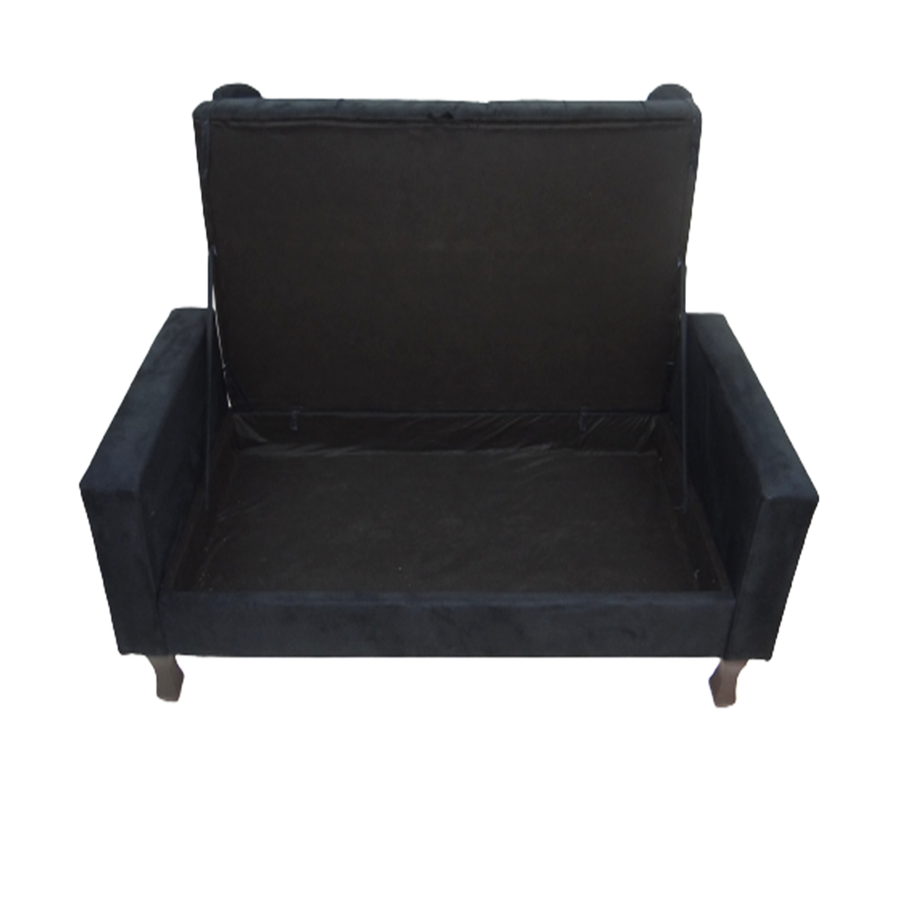 Baú Calçadeira Recamier Aurora 1,40 Capitonê Suede Preto Liz Maria ...