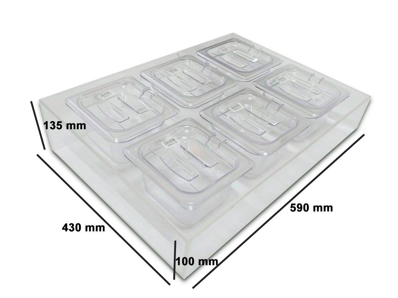 DISPLAY EXPOSITOR CONDIMENTADORA EM ACRÍLICO COM 6 CUBAS 1/6x100 ...