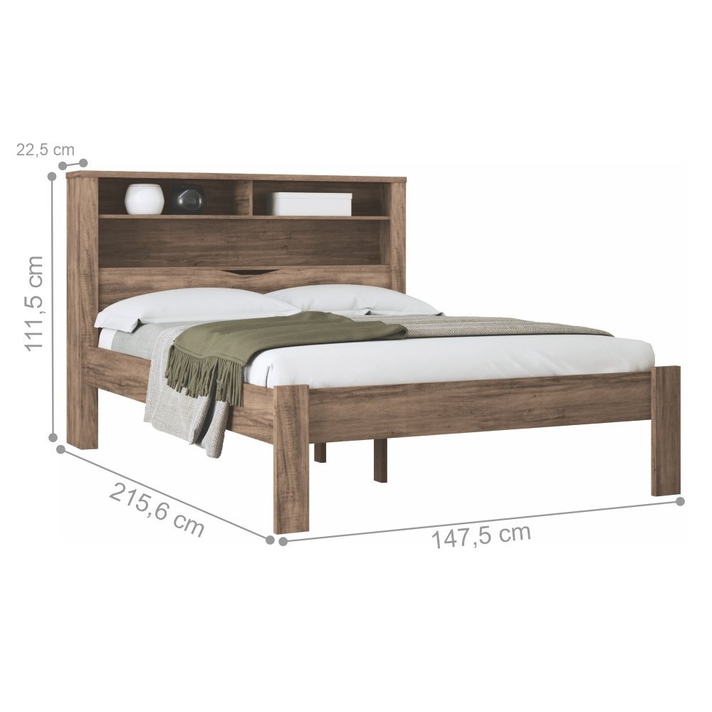 Conjunto Cama de Casal e 2 Mesas de Cama de Jersey Atacama | MadeiraMadeira