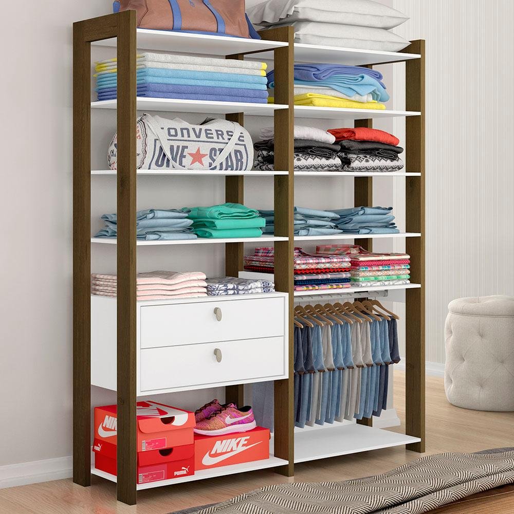 Closet Modulado Elora Ma810 C/prateleiras Branco/ Cedro - M. Arapongas ...
