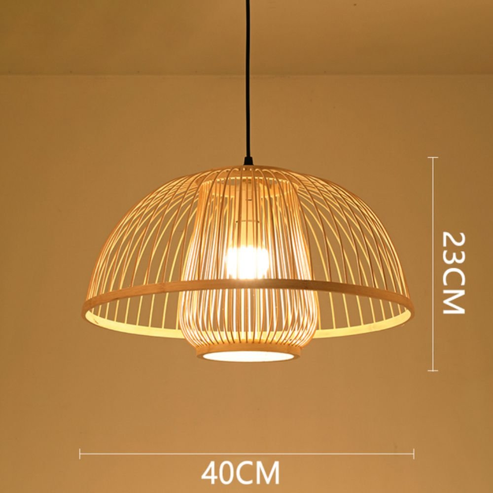 Luminária Pendente Estilo chinês artesanal led de bambu lustre cozinha ...