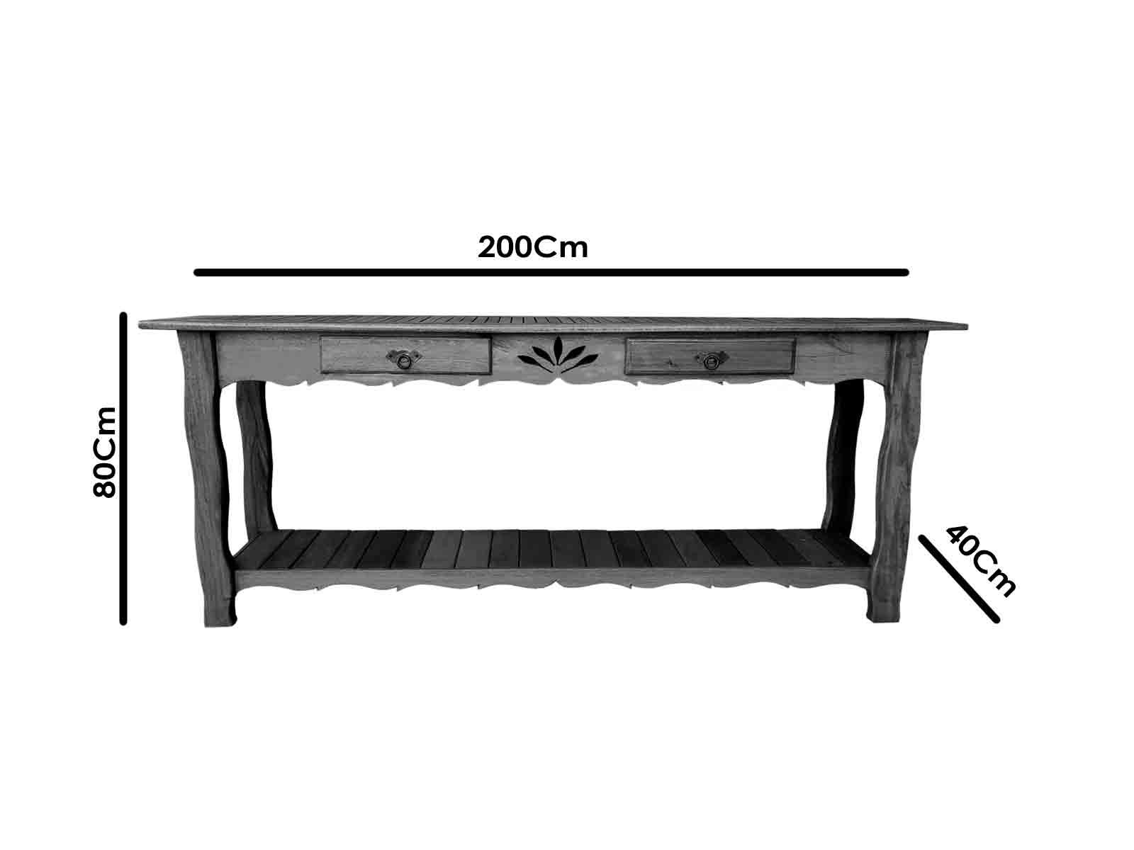 Aparador Rustico Europeu 2m Madeira de Demolição 2 Gavetas 1 Pateleira ...