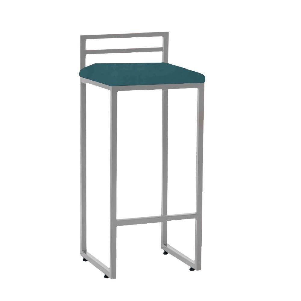 Banqueta Alta Com Encosto Petra Suede Azul Turquesa | MadeiraMadeira