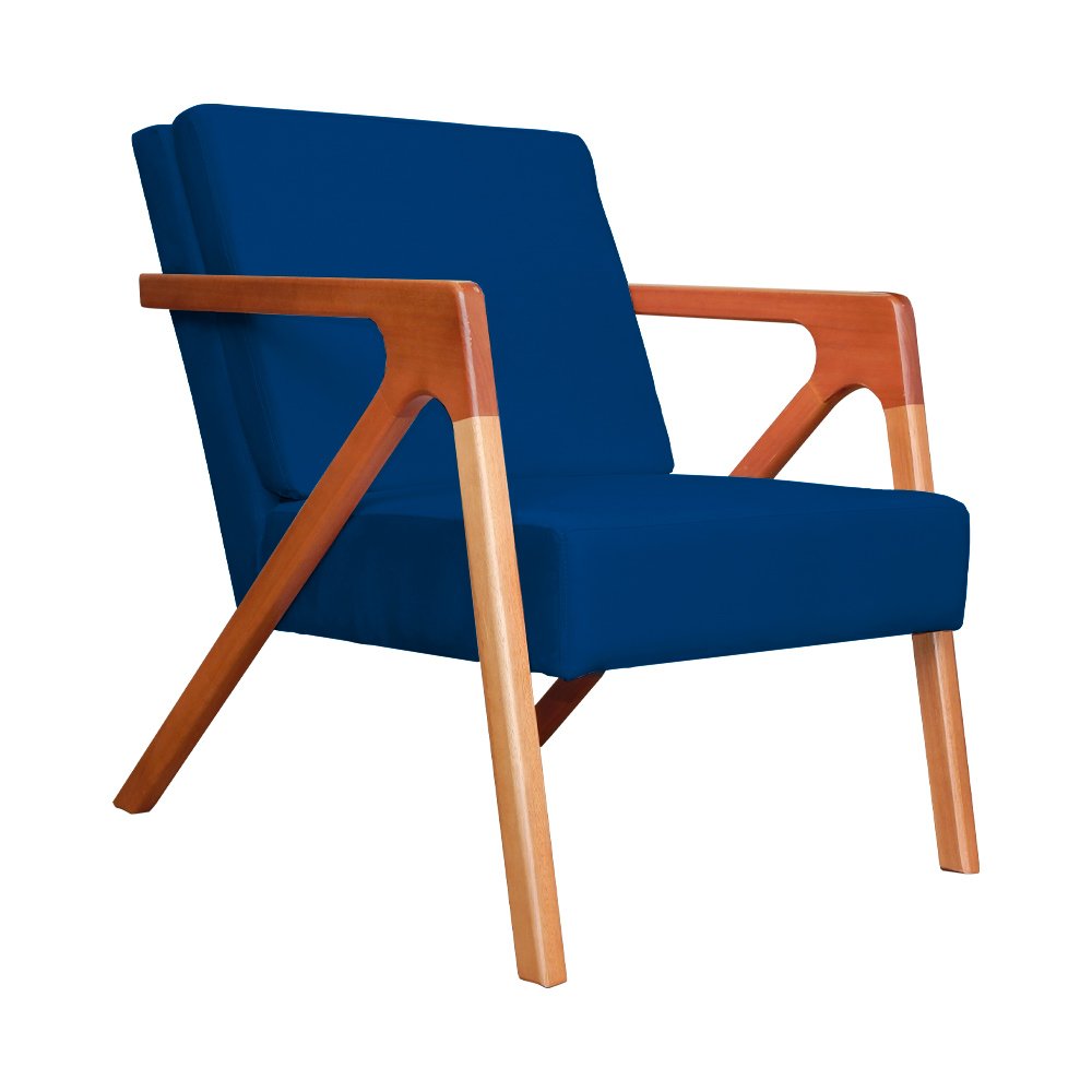 Poltrona Luxo Monalisa Suede Azul Marinho - Vallisa Decor | MadeiraMadeira