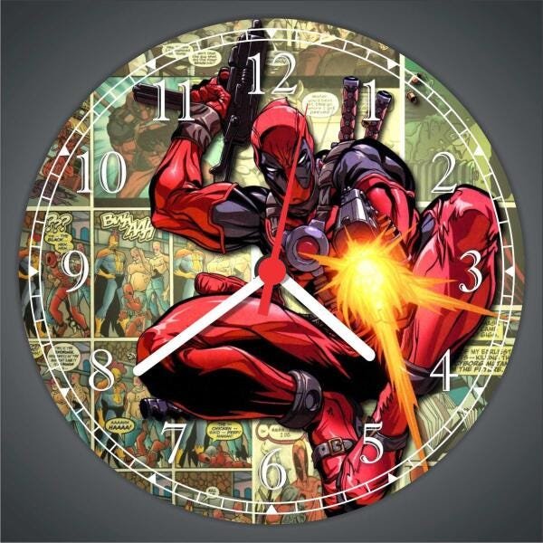 Relógio De Parede Desenho Deadpool Decorar | MadeiraMadeira