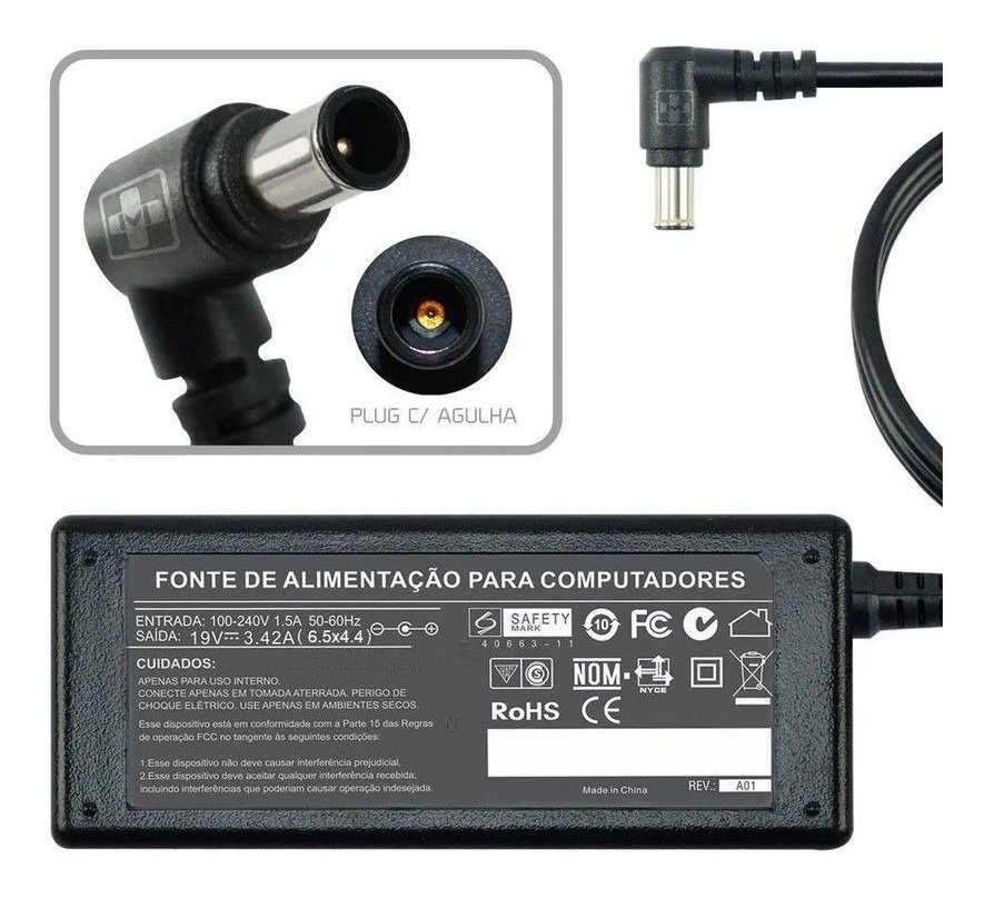Fonte Monitor Para Monitor Lcd LG 32mp58hq 19v 3.42a 644 - 110v / 220v (bivolt) | MadeiraMadeira