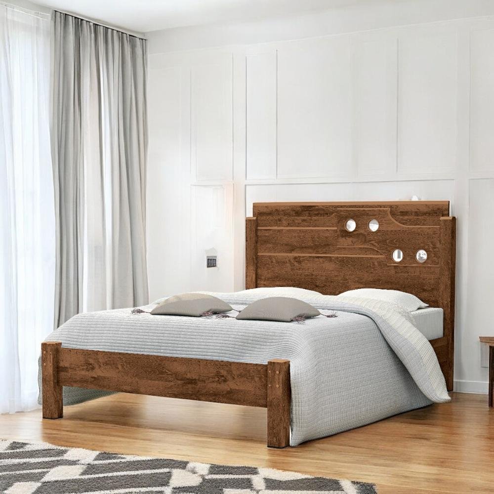 Cama Casal com Aplique Espelho Colônia Malbec | MadeiraMadeira