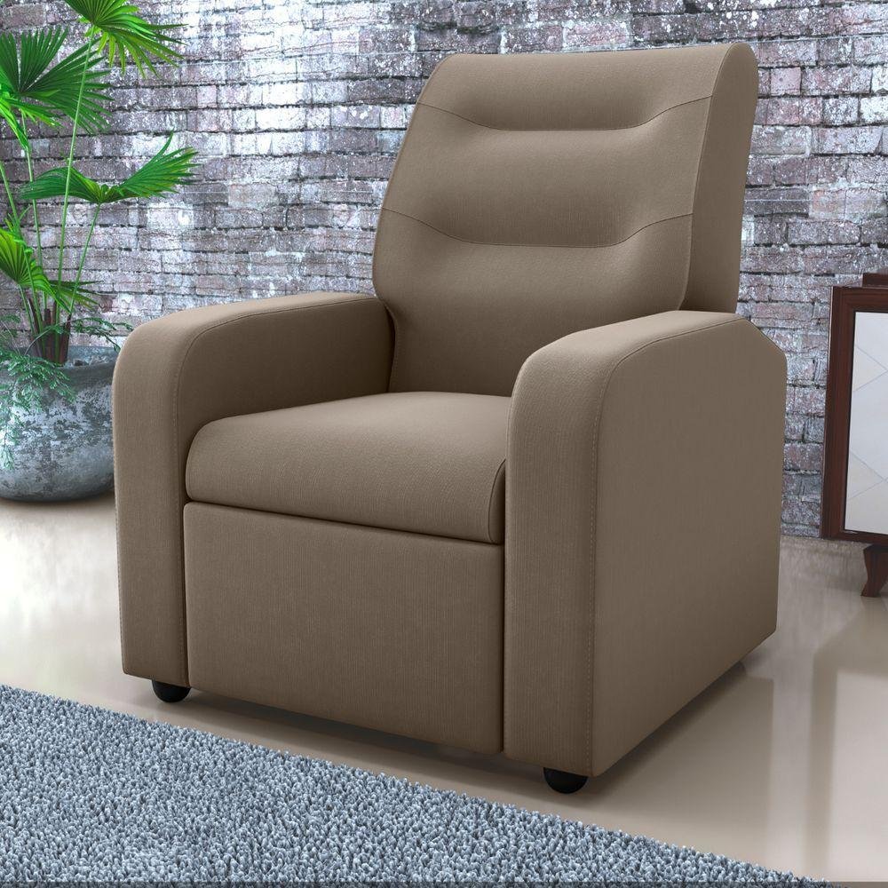 Poltrona Decorativa Reclinável Cecilia Veludo Light Cappuccino | MadeiraMadeira