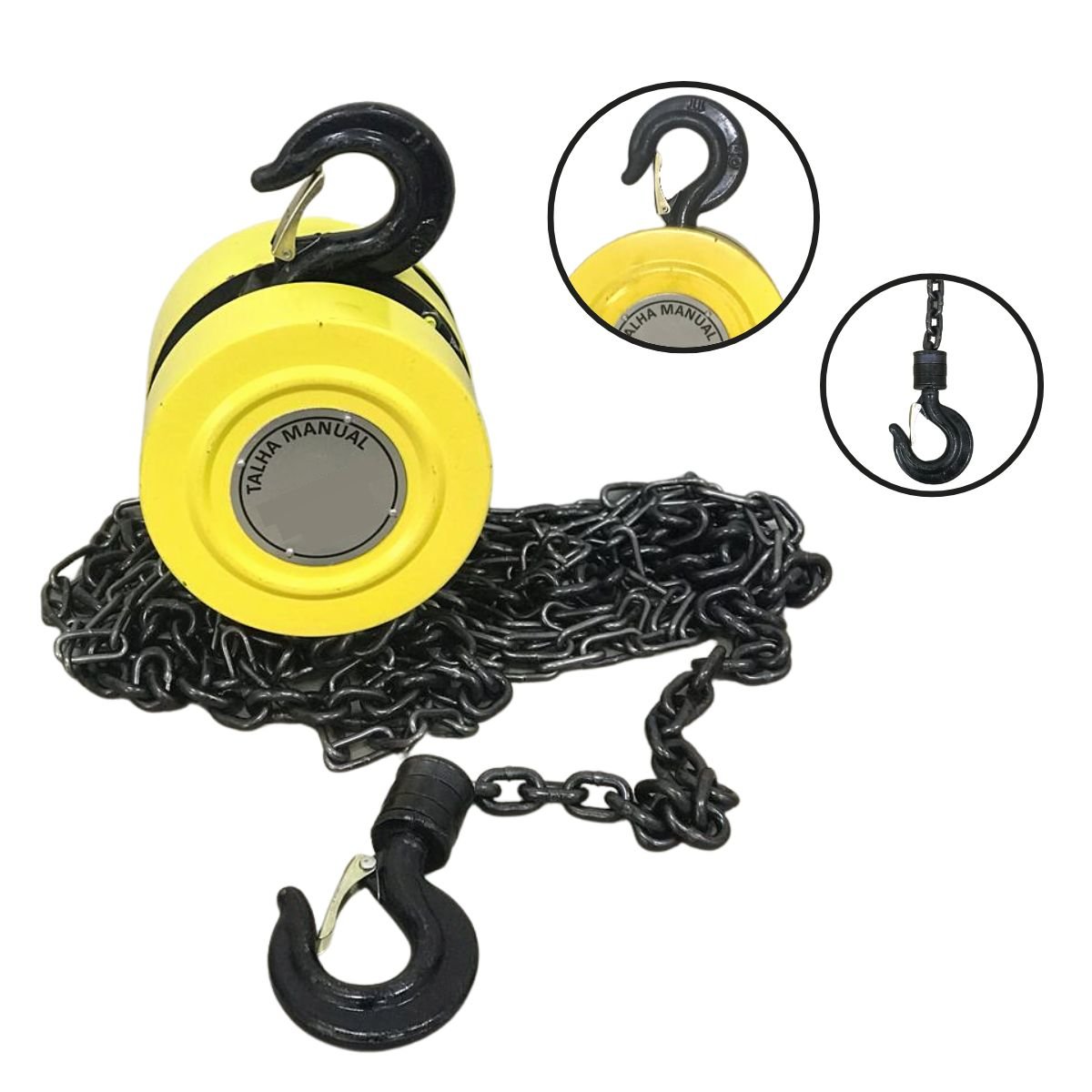 Talha Manual 1 Tonelada 1000kg com Corrente 3 Metros Elevação Importway ...