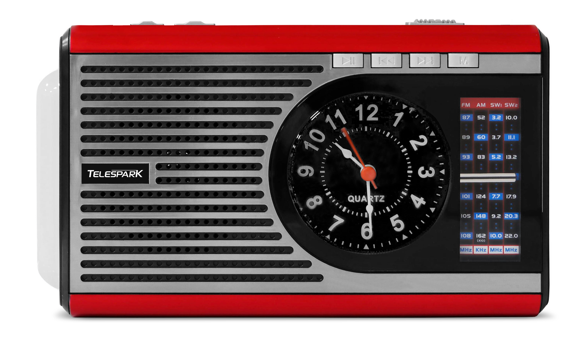 Rádio Retrô Telespark Clock Vermelho 3W | MadeiraMadeira