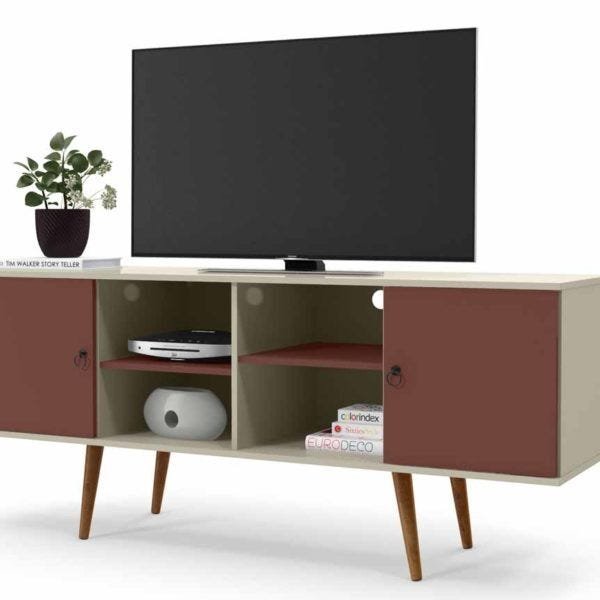 Rack Estrela Off White com Terracota - Patrimar Móveis | MadeiraMadeira