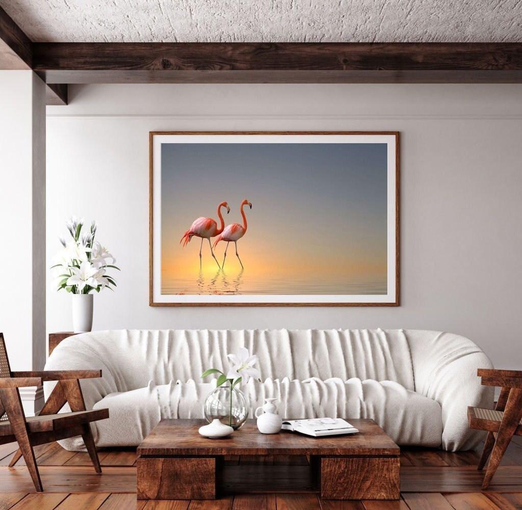 Jogo de Quadros Decorativos Uno Molduras Marília Paisagem com Flamingos ...