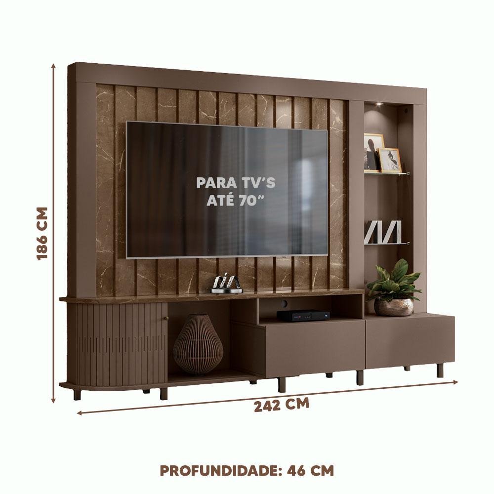 Rack Com Painel Para Sala Tv Até 70 Polegadas Imperial Sepia Espen Shop ...