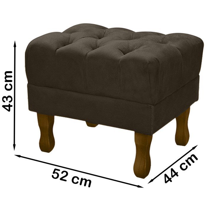 Puff Puf Retro Capitone 52x44cm Suede Marrom MPassos | MadeiraMadeira