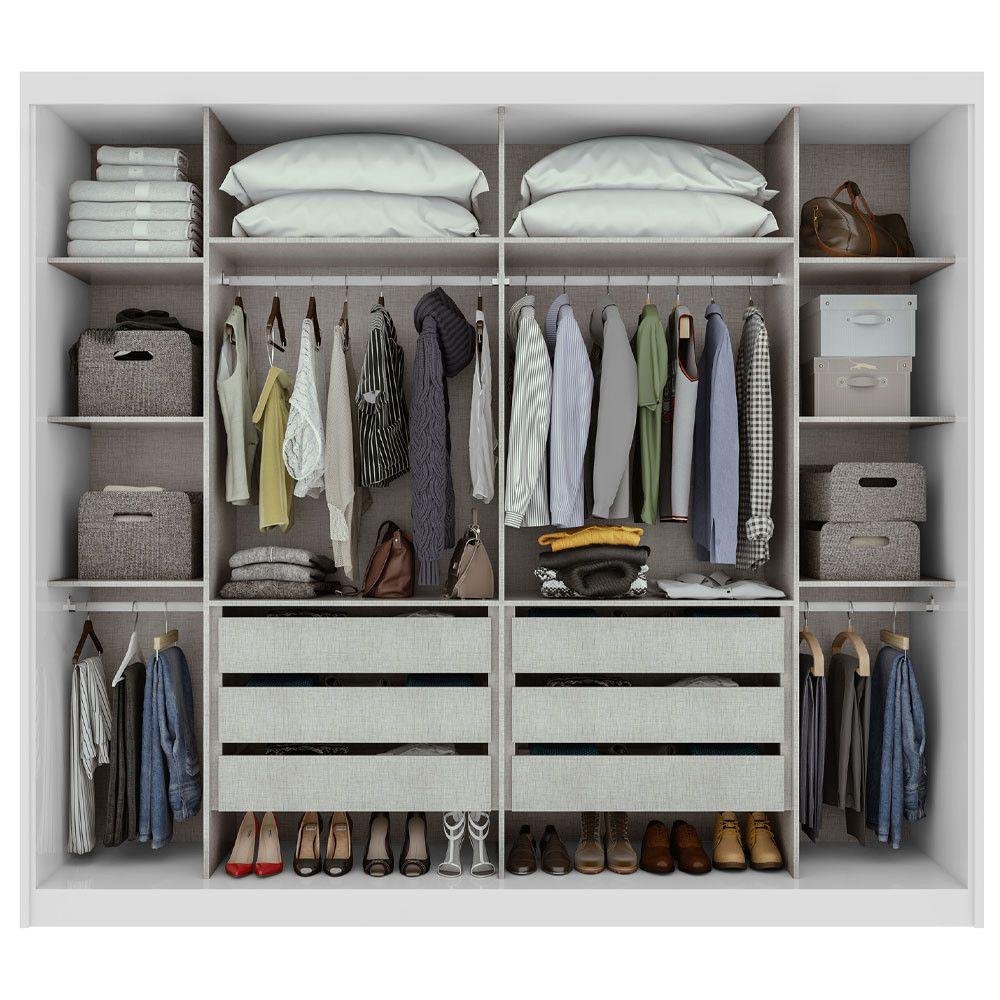 Guarda Roupa Casal 2 Portas De Correr 6 Gavetas Branco | MadeiraMadeira