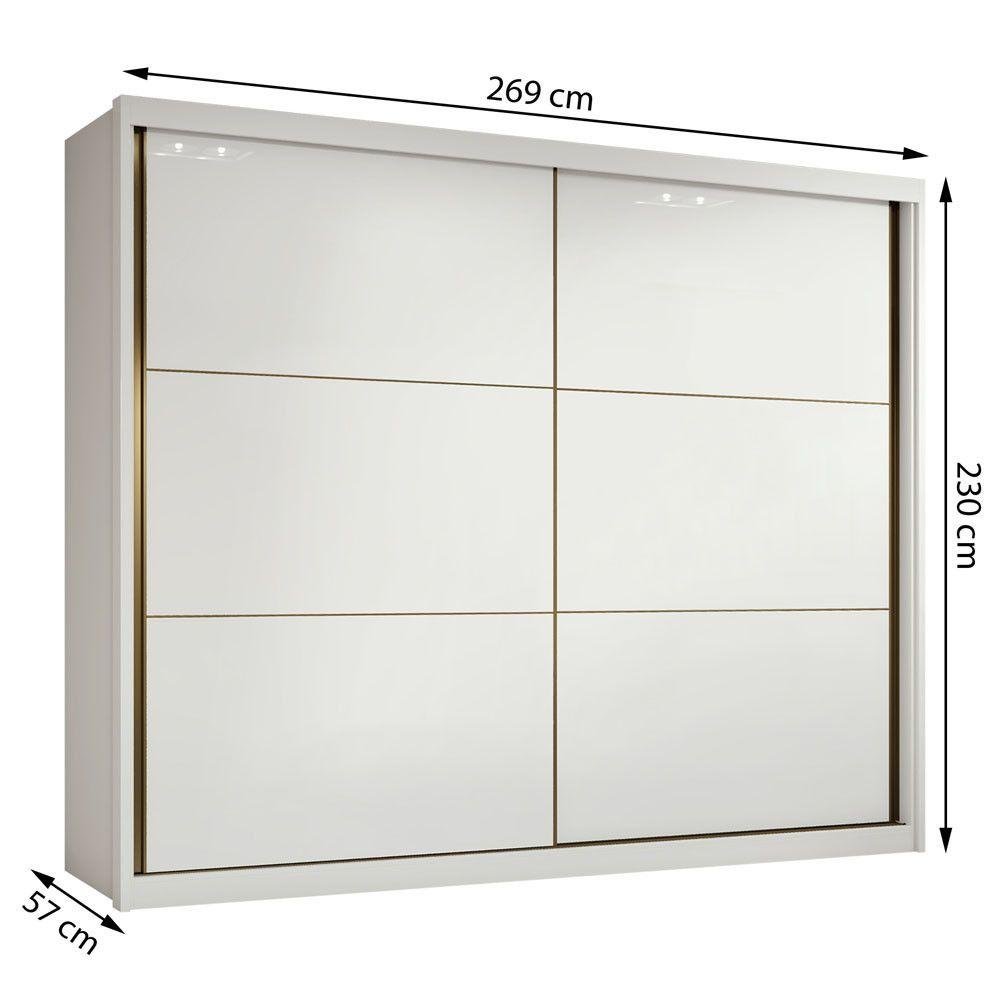 Guarda Roupa Casal 2 Portas De Correr 6 Gavetas Branco | MadeiraMadeira