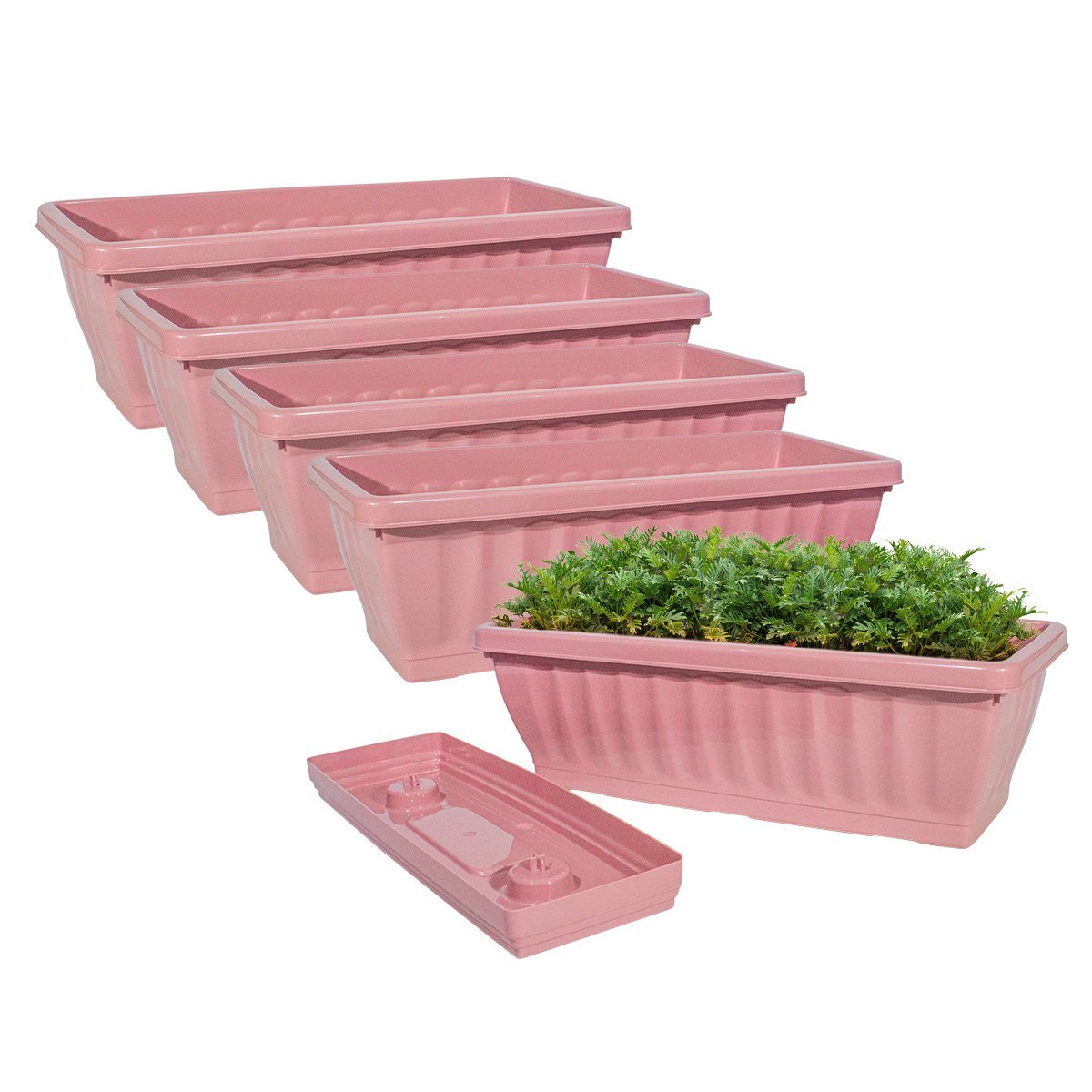 Kit 5 Vasos Jardineiras Plantas Floreira de Janela Prato N27 Uninjet ...